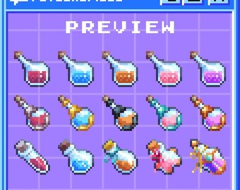 Fantasy RPG Magical Potion Twitch Sub Bits Badges || 15x Cool Pixel Art ...