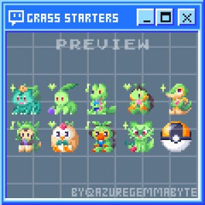 Pokemon Grass Starters Twitch Sub Bits Badges || 10x Cool Cute Pixel ...