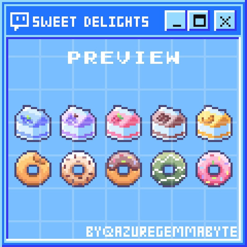 Sweet Delights Twitch Sub Bits Badges || 10x Cute Pixel Art 8-bit Milk ...