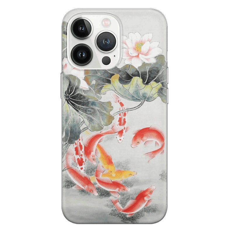 Koi Fish Phone Case Carp Cover for Pixel 7 Pro 6A, iPhone 14 13 12 Pro ...