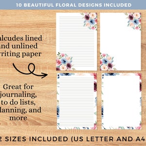 Printable Floral Stationery, DIGITAL DOWNLOAD, Printable Writing Paper ...