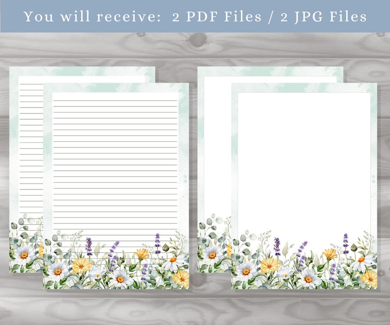 Printable Floral Stationery, DIGITAL DOWNLOAD, Printable Writing Paper ...