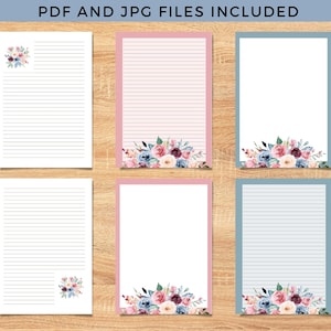Printable Floral Stationery, DIGITAL DOWNLOAD, Printable Writing Paper ...