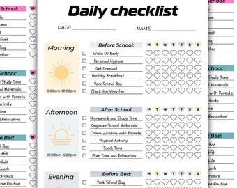 Editable Daily Checklist for Kids, Printable, Children Responsibility ...