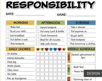 Editable Kids Chore Chart, Daily Routine Schedule, Printable ...