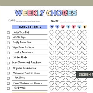 Editable Kids Chore Chart, Daily Routine Schedule, Printable ...