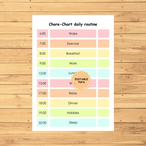Daily Routine, Printable Daily Schedule, Responsibility Chart ...