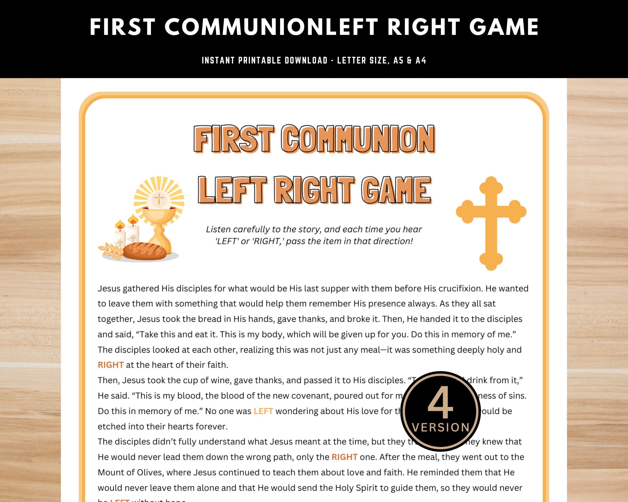 First Communion Left Right Game | Bible Study Activity | Christian ...