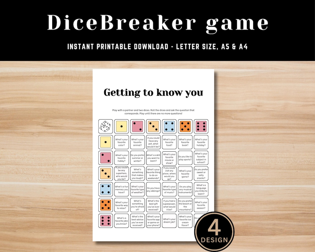 Printable Icebreaker Game - Dicebreaker Roll and Tell Conversation ...