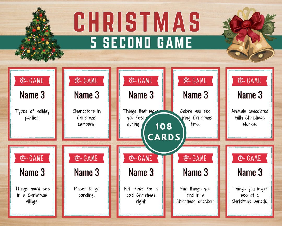 Christmas 5 Second Game | Printable Christmas Party Game | Fun Holiday ...