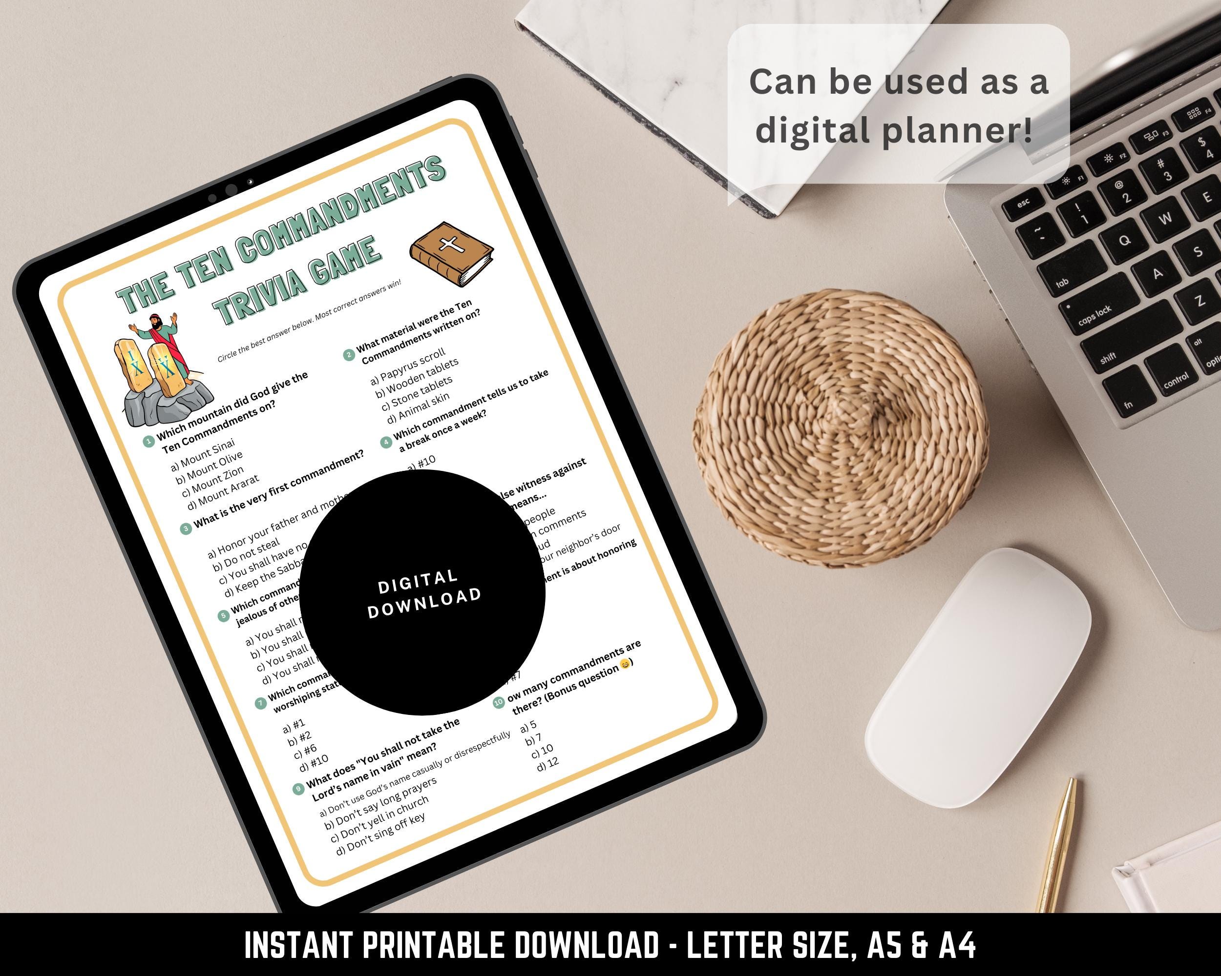 The Ten Commandments Trivia Game - Printable Christian Bible Game for ...