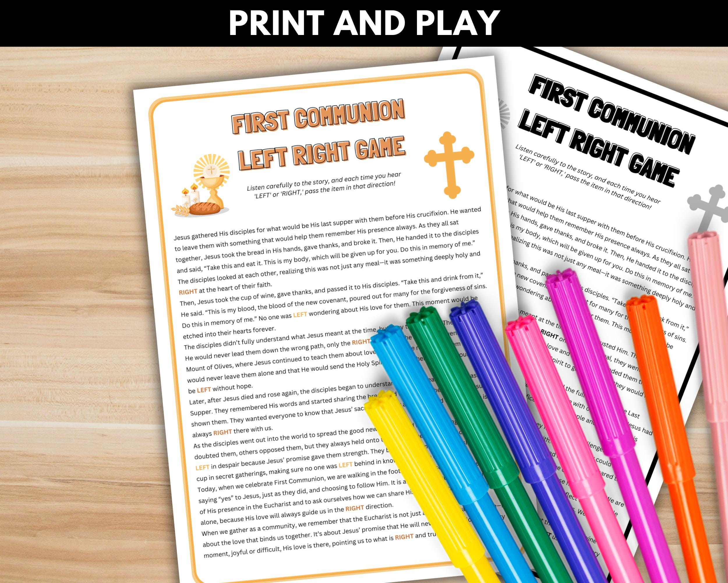 First Communion Left Right Game | Bible Study Activity | Christian ...