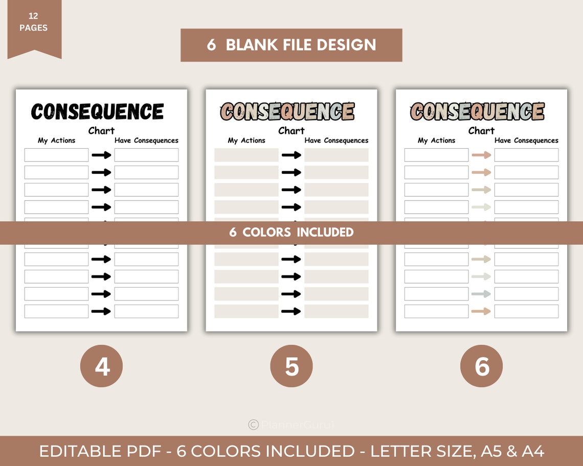 Editable Consequence Chart | My Actions Have Consequences | School ...