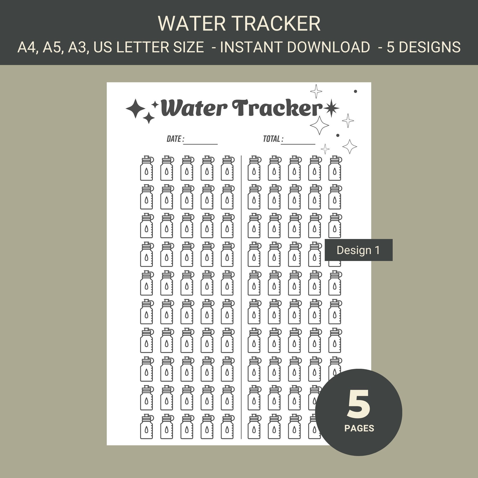 Water Tracker Printable Monthly Water Intake Tracker - Etsy