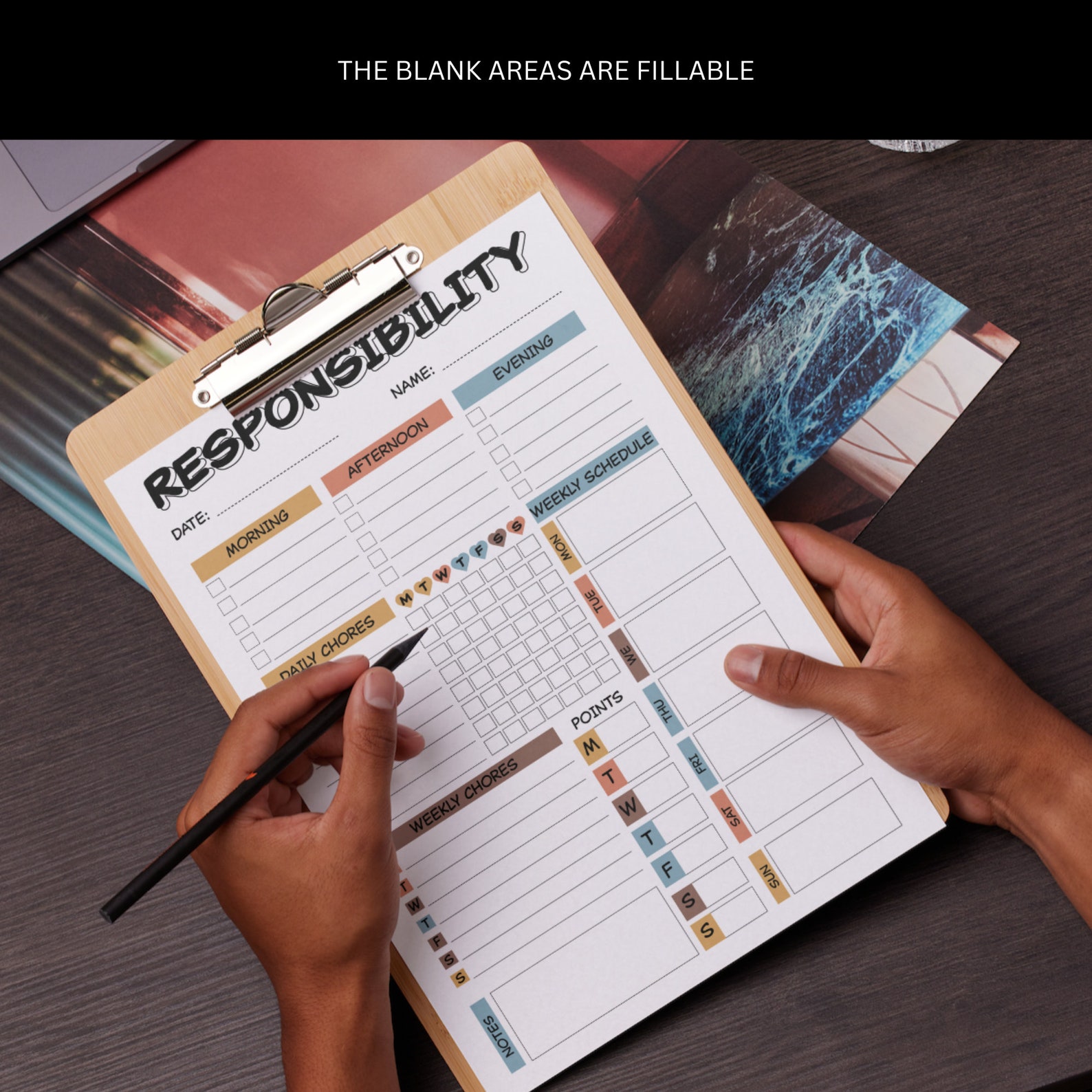 Editable Responsibility Chore Chart for Kids | Printable Daily and ...