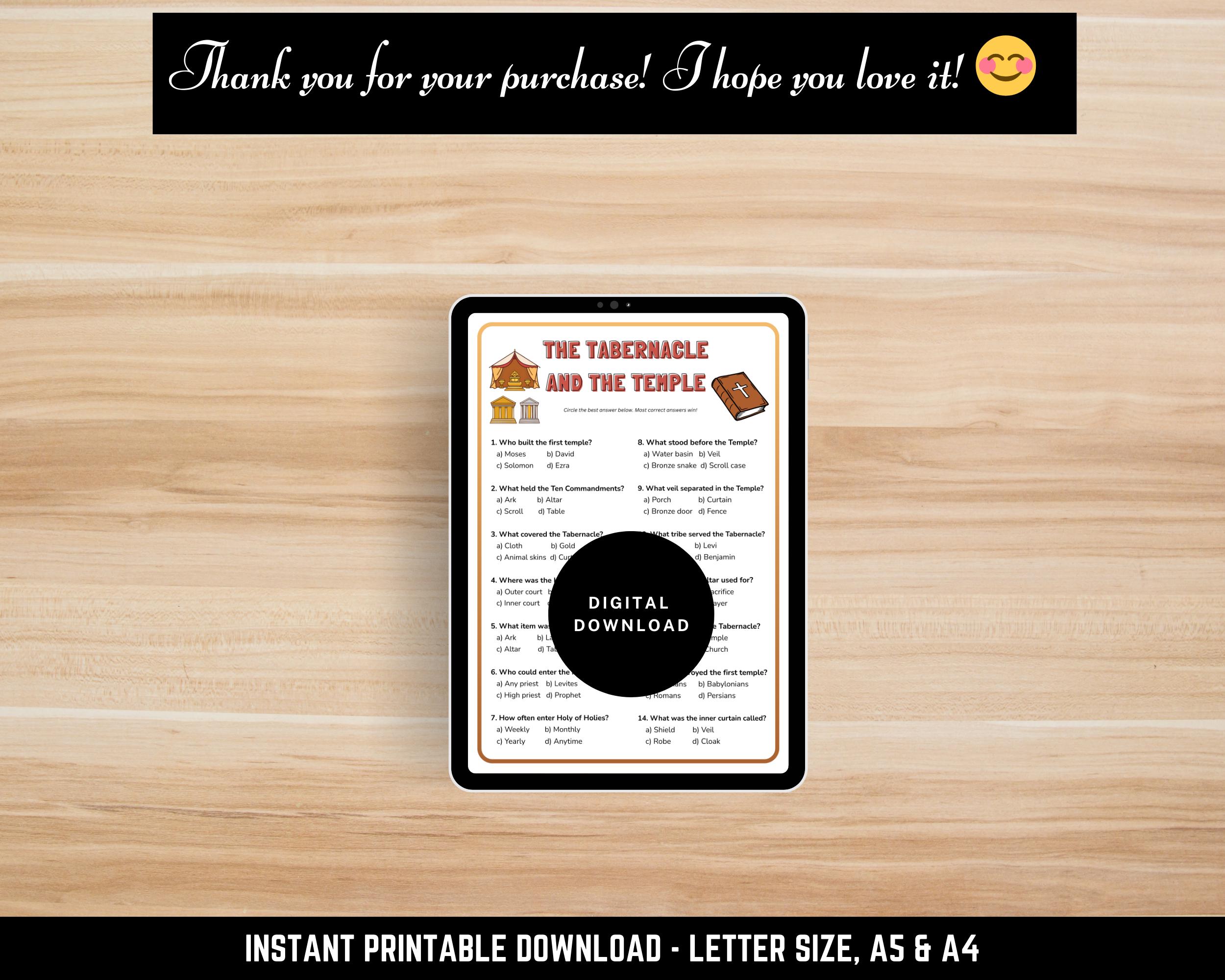 The Tabernacle and the Temple in the Bible Trivia Game – Christian ...