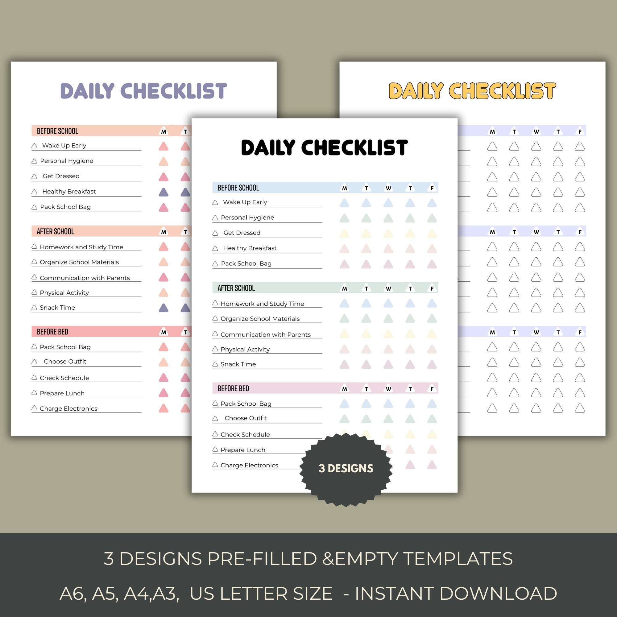 Editable Daily Checklist for Kids Printable Daily Chore - Etsy