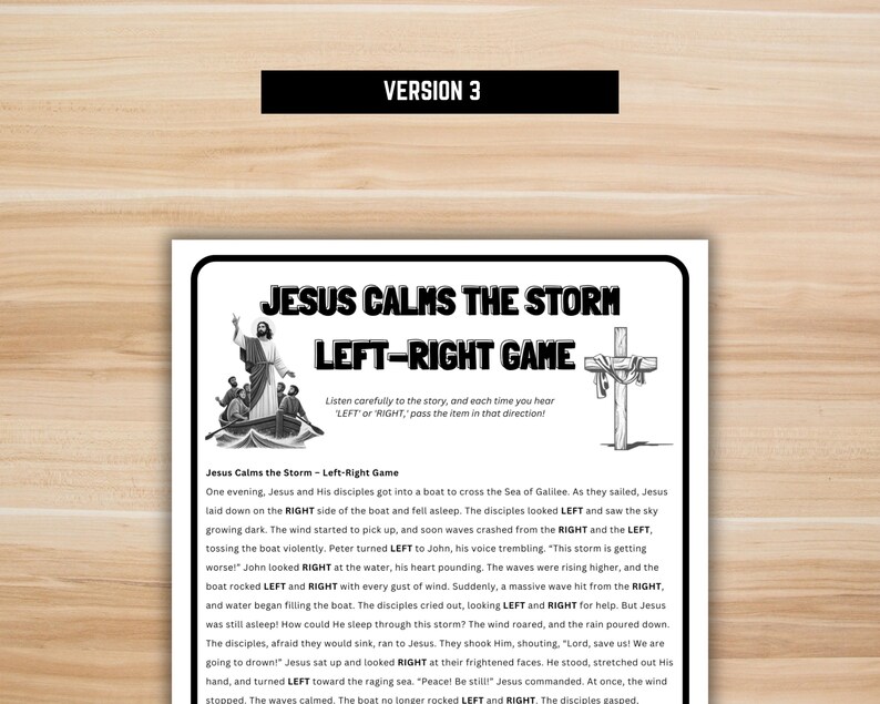 Jesus Calms the Storm Left Right Game, Printable Bible Game, Christian ...