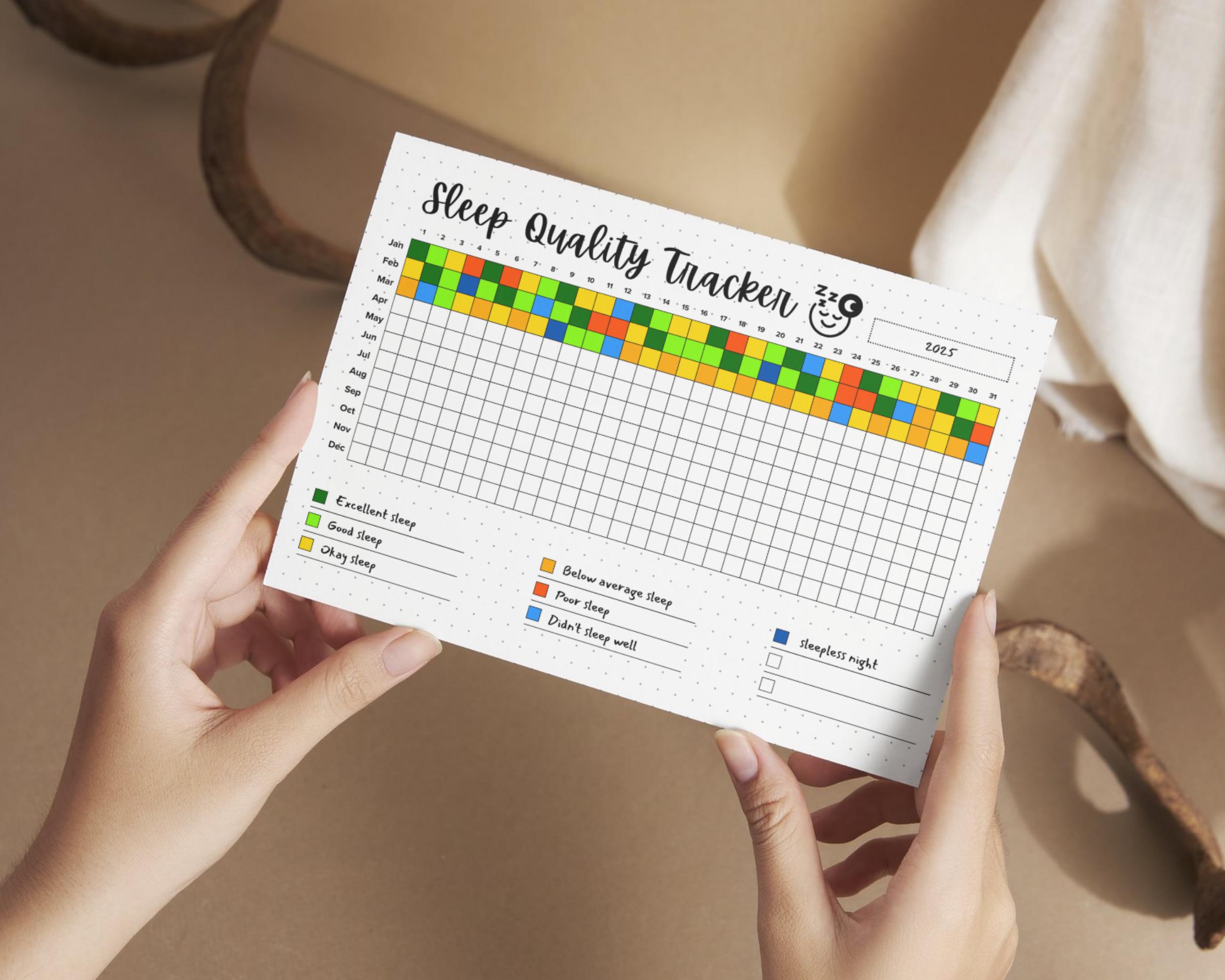 Yearly Sleep Quality Tracker - Printable Sleep Log Journal Page ...