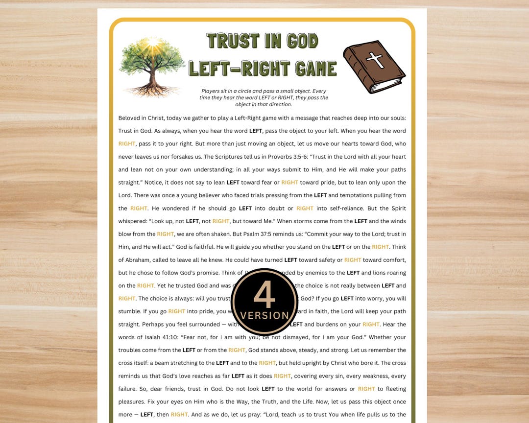 Trust in God Left Right Game Printable – Christian Bible Story Game ...