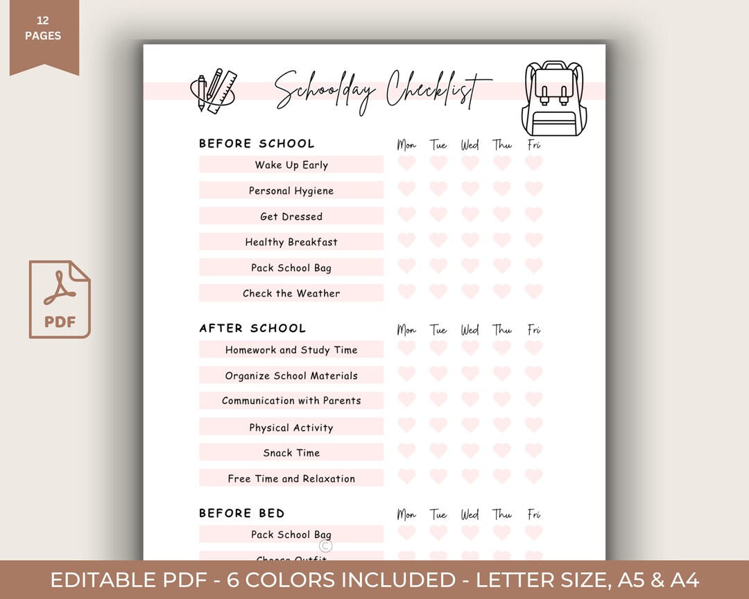 Editable Checklist for Kids With Daily Chores, Responsibility ...