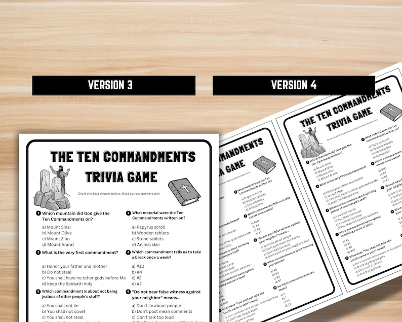 The Ten Commandments Trivia Game - Printable Christian Bible Game for ...
