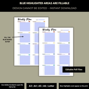 Editable Weekly Planner | Printable, Digital | Weekly Planner PDF ...