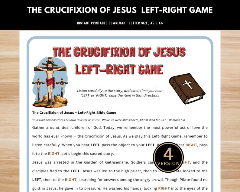 Crucifixion of Jesus Left Right Game, Printable Bible Study Game ...