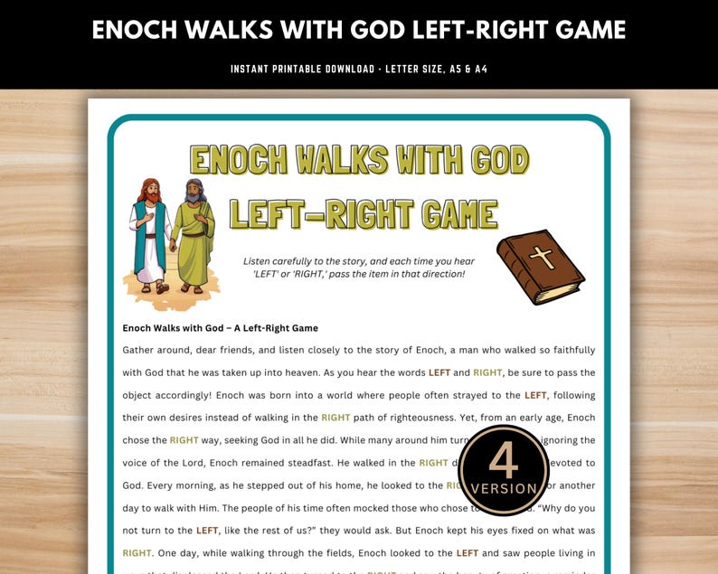 Enoch Walks With God Left-right Game – Printable Bible Story, Christian ...
