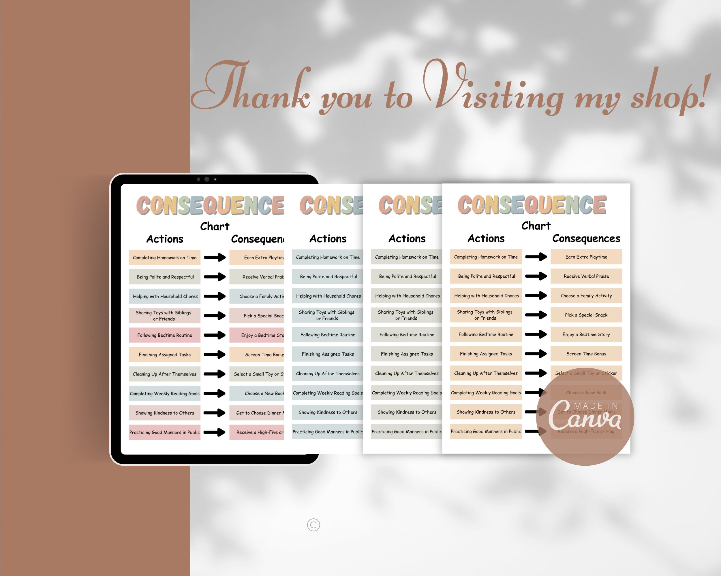 Editable Consequence Chart | My Actions Have Consequences | School ...