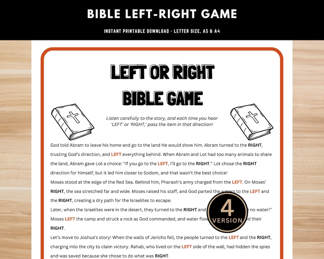 Left or Right Bible Game - Printable Bible Study and Ministry Activity ...
