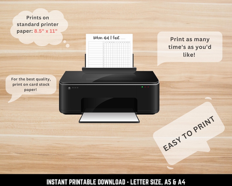 When Did I Last Tracker - Printable Journal Page, Habit Tracker, Task ...