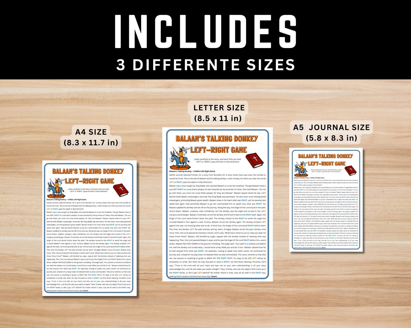 Balaam's Talking Donkey Left-right Game - Printable Bible Story ...