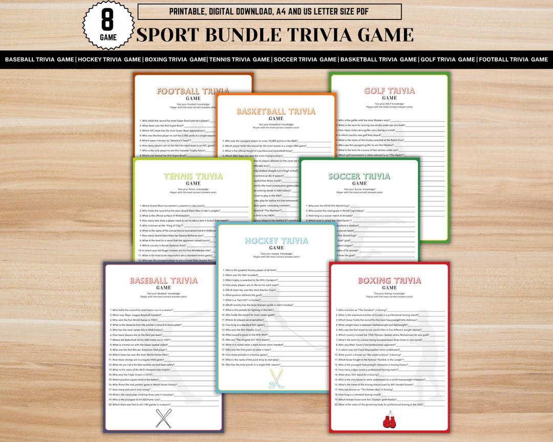 Sports Trivia Game Bundle | Football, Baseball, Basketball, Golf ...
