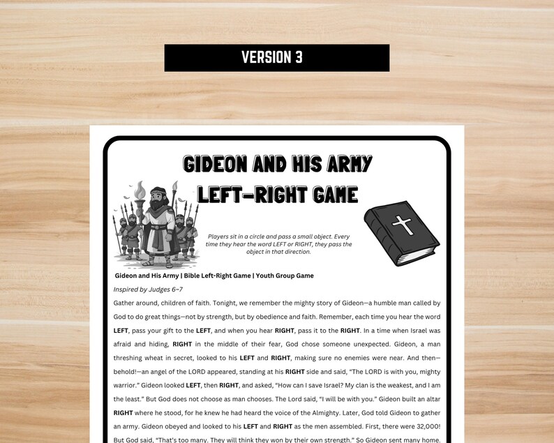 Bible Left Right Game | Gideon and His Army | Sunday School Game ...