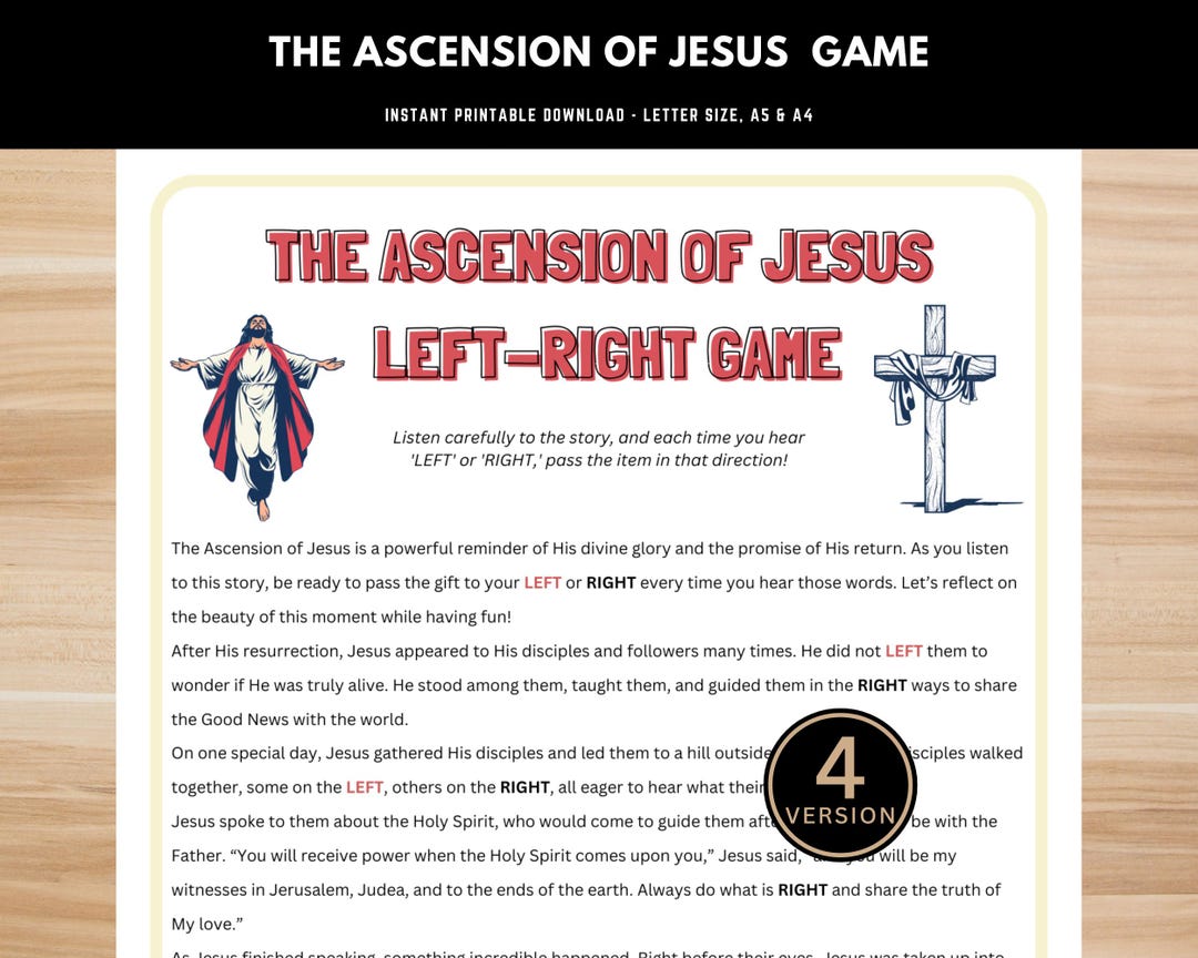 The Ascension of Jesus Left Right Game - Printable Bible Study & Church ...