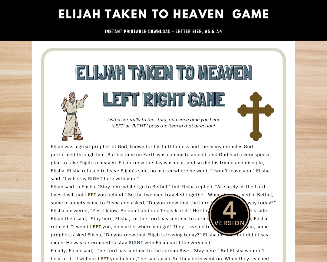 Elijah Taken to Heaven Left Right Game | Bible Story Game | Sunday ...