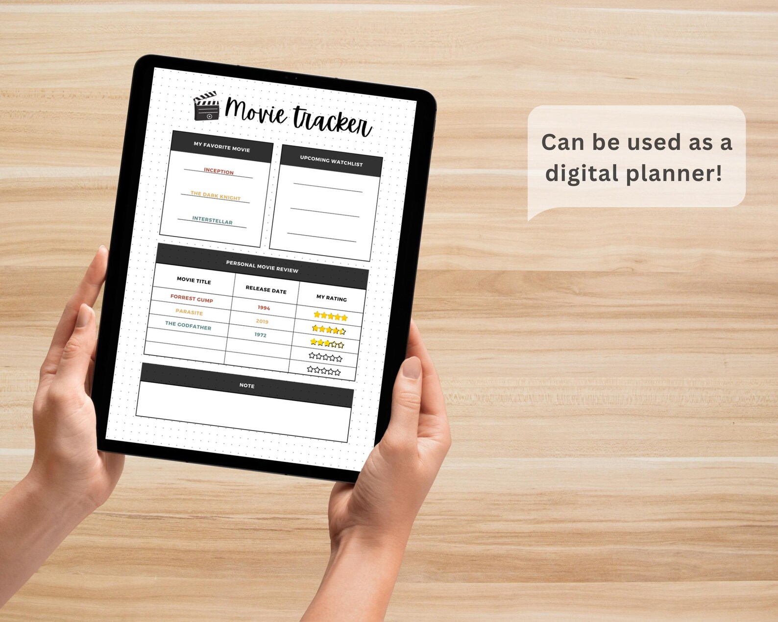 Printable Movie Tracker Journal Page - Film Log Planner Template for ...