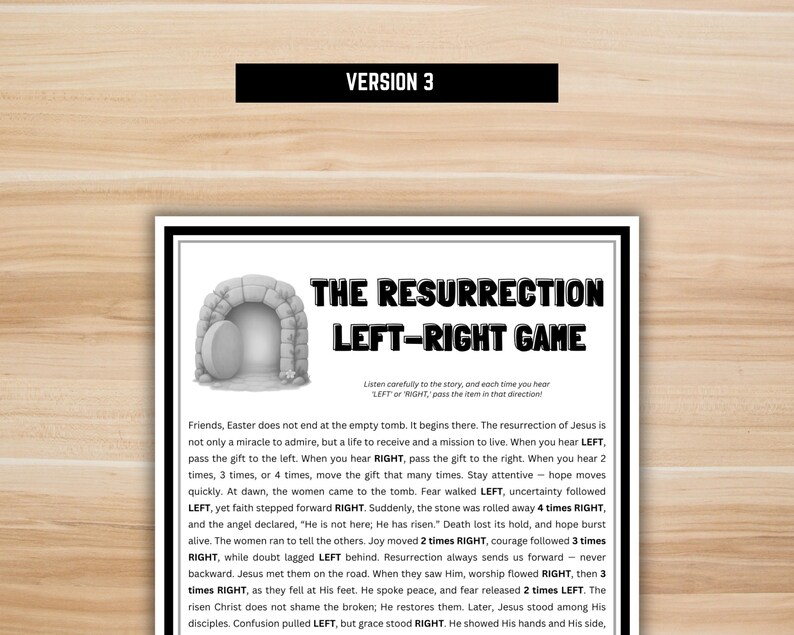 Resurrection Life Left Right Game Printable – Christian Easter Bible ...