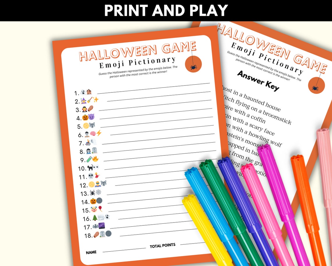 Halloween Emoji Game | Printable Halloween Pictionary | Fun Halloween ...