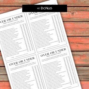 Editable Over or Under Baby Shower Game | Printable Baby Shower Trivia ...