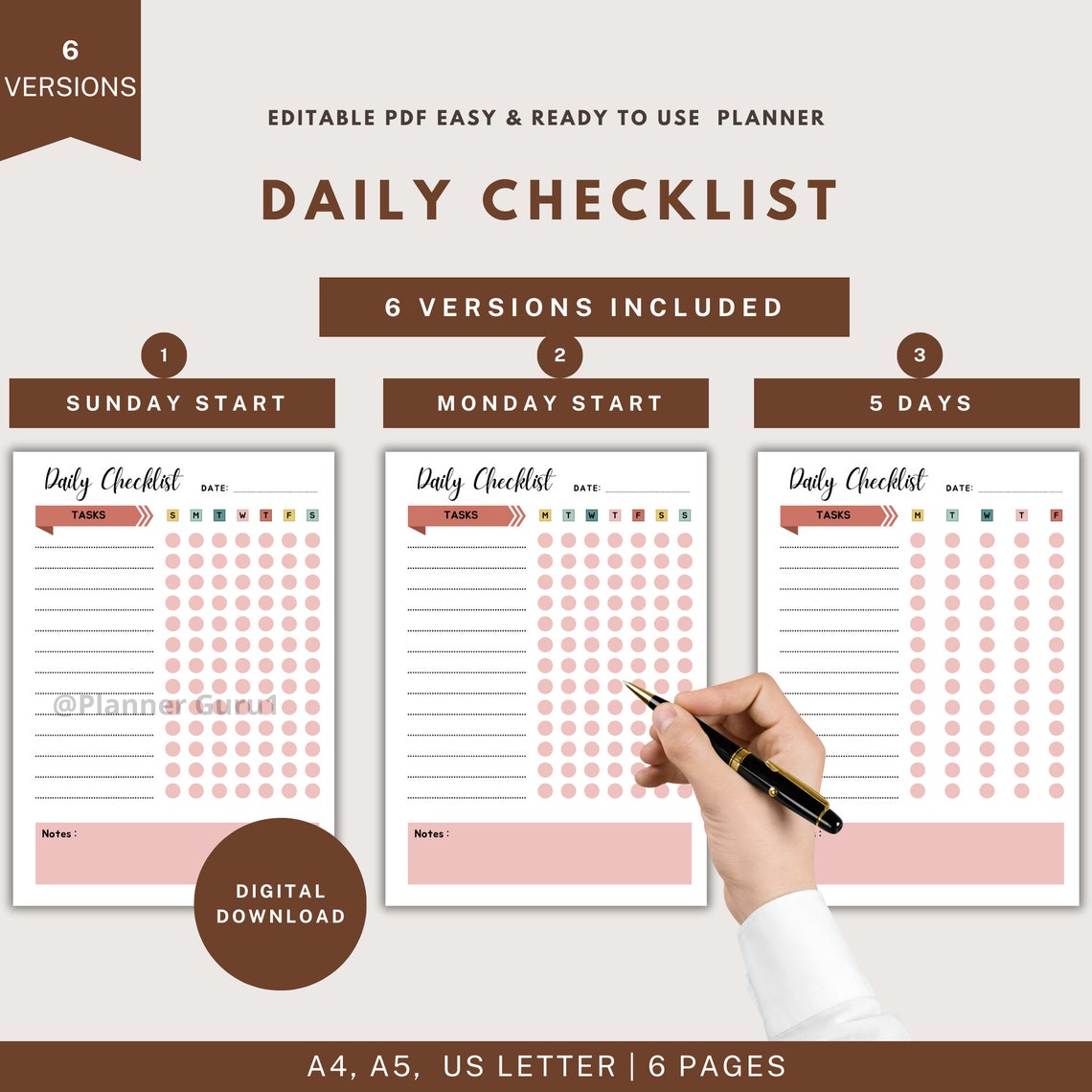 Editable Daily Checklist for Kids, Printable Chore Chart for Kids ...