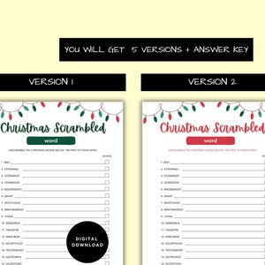 Christmas Word Scramble Printable | Holiday Party Game | Christmas ...