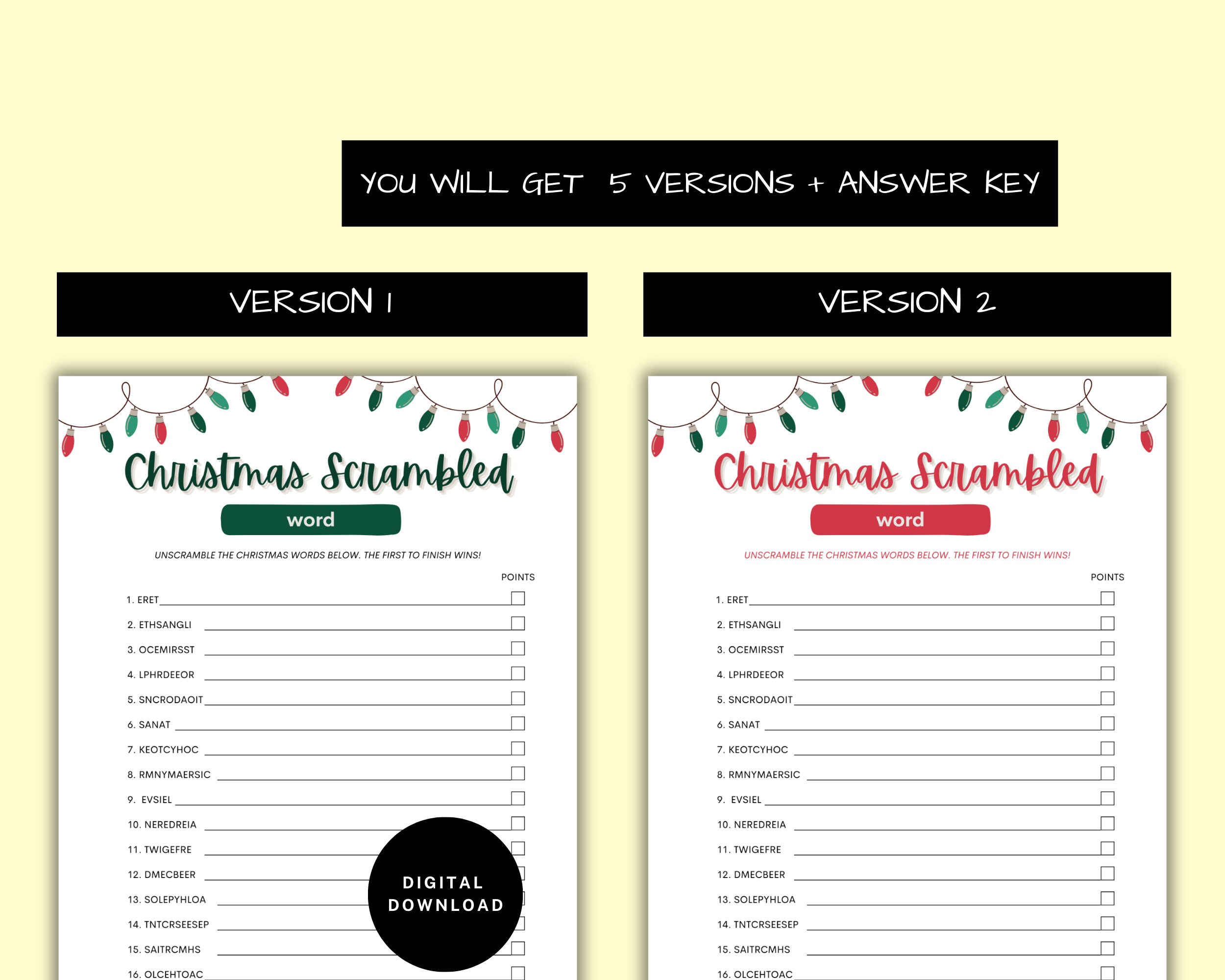 Christmas Word Scramble Printable | Holiday Party Game | Christmas ...