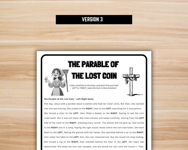 The Parable of the Lost Coin Left-right Game – Christian Bible Party ...