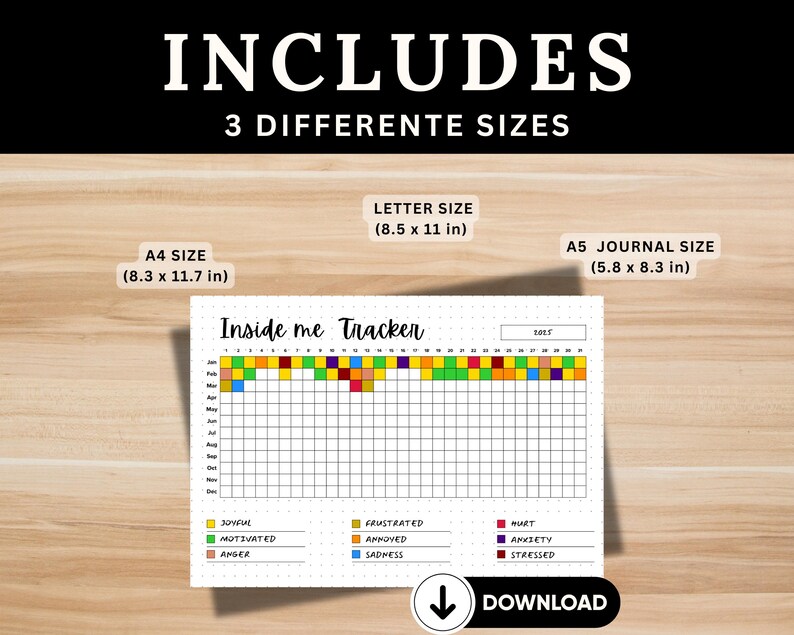Inside Me Yearly Mood Tracker - Printable Journal Page - Inside Out ...