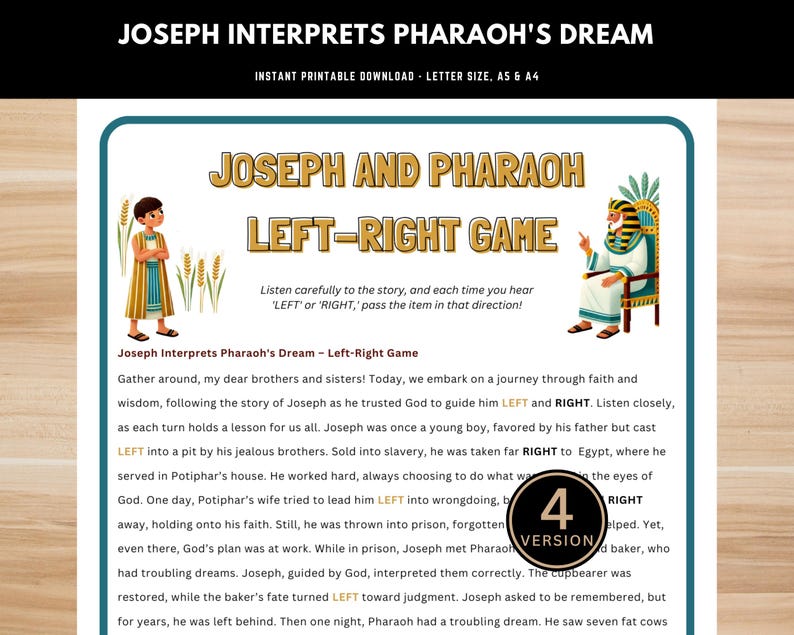 Joseph Interprets Pharaoh's Dream Left Right Game - Bible Story Game ...