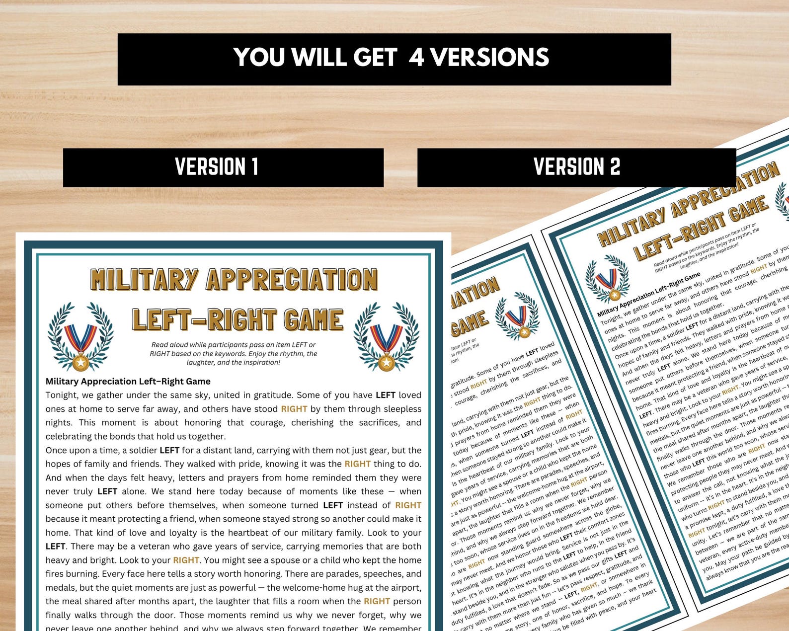 Military Appreciation Left Right Game - Printable Story Game for ...