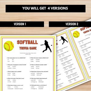 Softball Trivia Game Printable, Sports Party Game for Adults , Kids ...