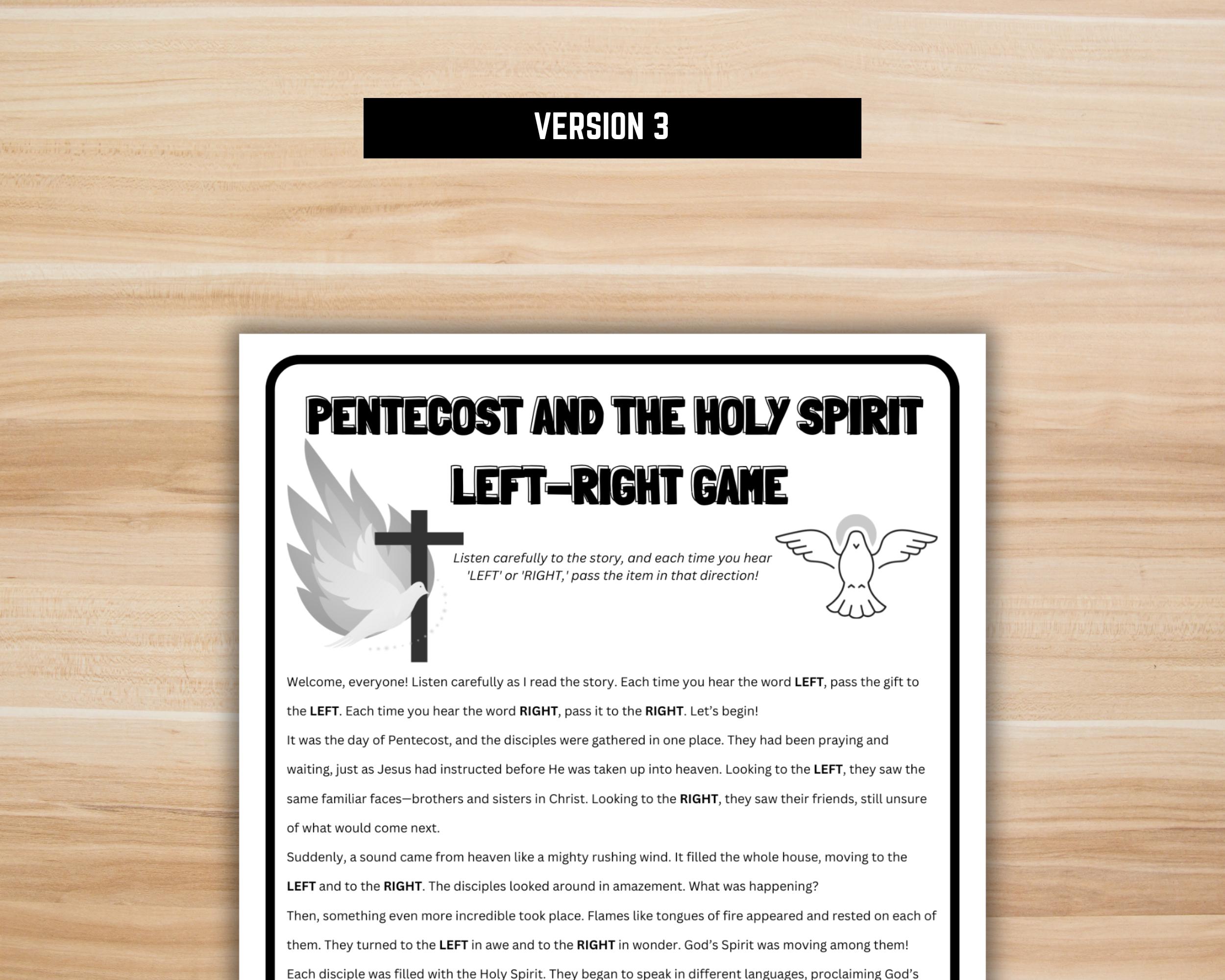 Pentecost and the Holy Spirit Left-right Game - Printable Bible Study ...